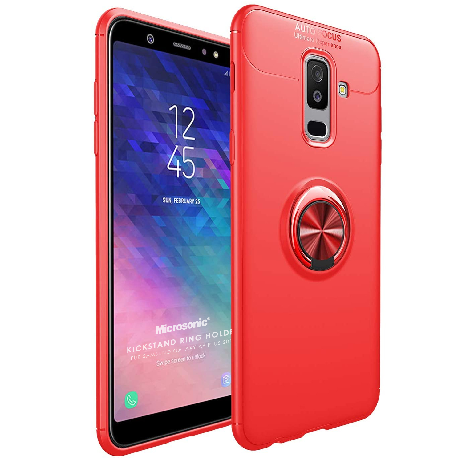 Microsonic Samsung Galaxy A6 Plus 2018 Kılıf Kickstand Ring Holder